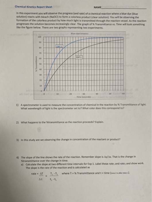 Solved Chemical Kinetics Report Sheet NAME In this | Chegg.com