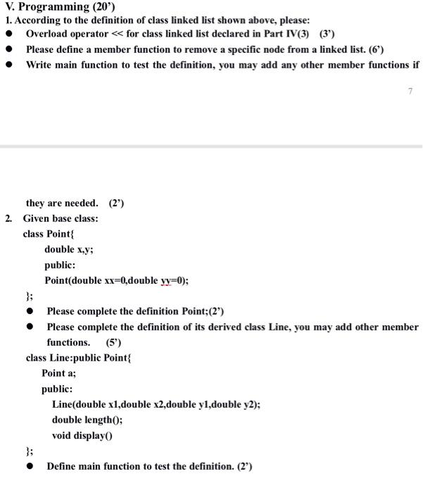 Solved V. Programming (20) 1. According to the definition of | Chegg.com