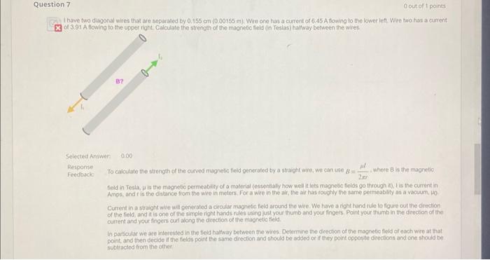 Solved I have fwo diagonal wires that are separated by 0.155 | Chegg.com