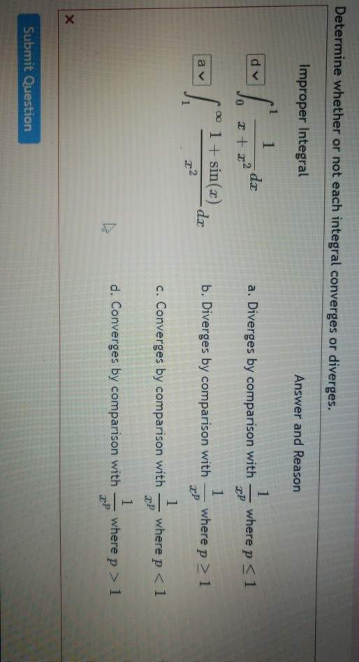 Solved Determine whether or not each integral converges or | Chegg.com