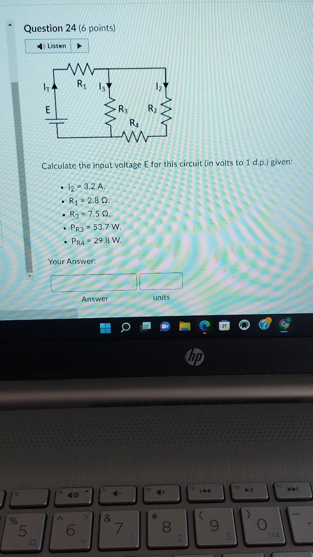 Solved Calculate the input voltage E for this circuit (in | Chegg.com