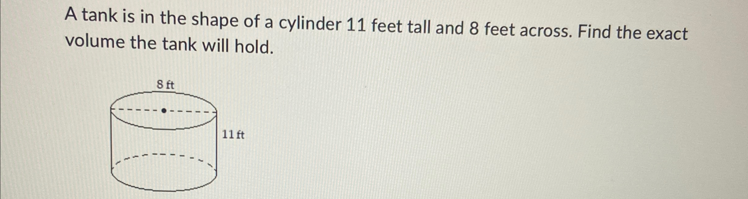 Solved A tank is in the shape of a cylinder 11 ﻿feet tall | Chegg.com