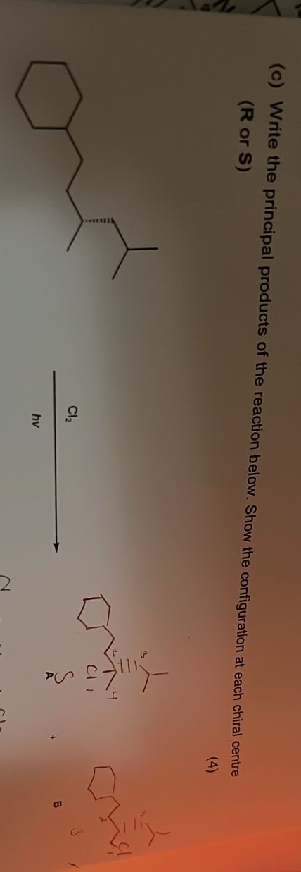 (c) ﻿Write the principal products of the reaction | Chegg.com
