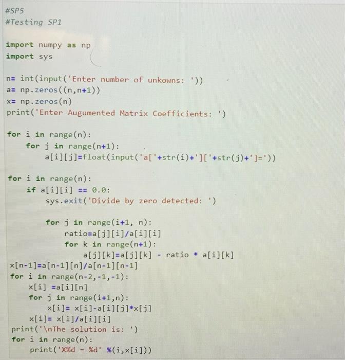 Need SP5 code modified to complete SP6. show that the | Chegg.com