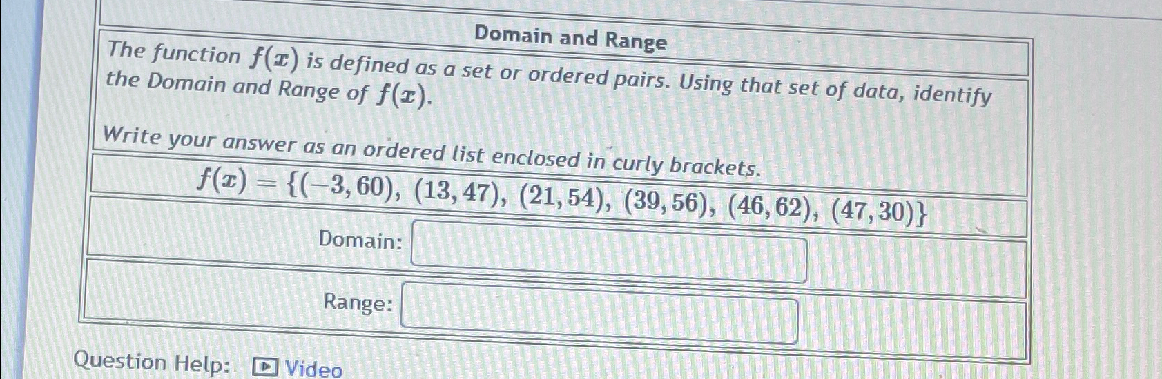 Solved Domain and RangeThe function f(x) ﻿is defined as a | Chegg.com