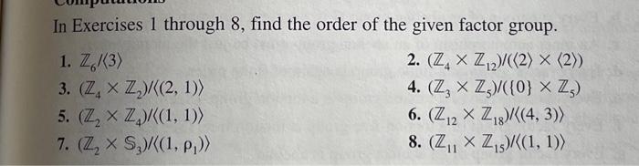 Solved In Exercises 1 through 8, find the order of the given | Chegg.com