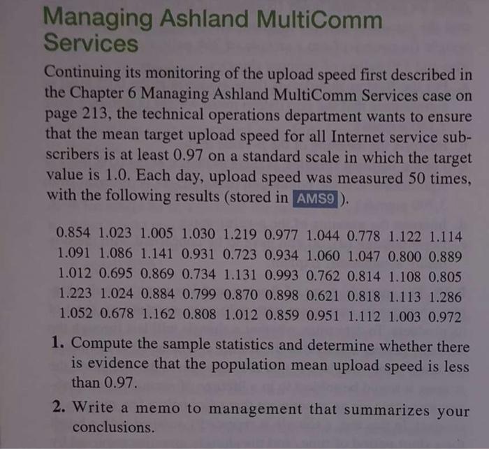 Solved Managing Ashland MultiComm Services Continuing its | Chegg.com