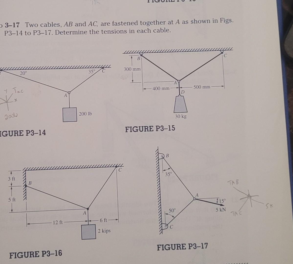 Solved 3–17 Two cables, AB and AC, are fastened together at | Chegg.com