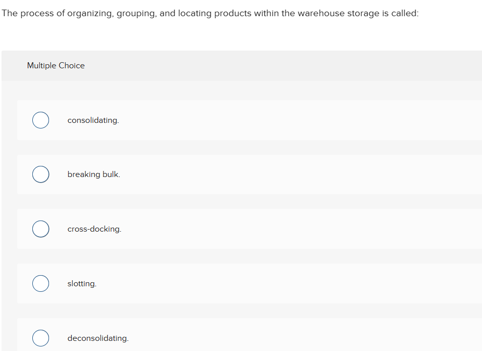 Solved The process of organizing, grouping, and locating | Chegg.com
