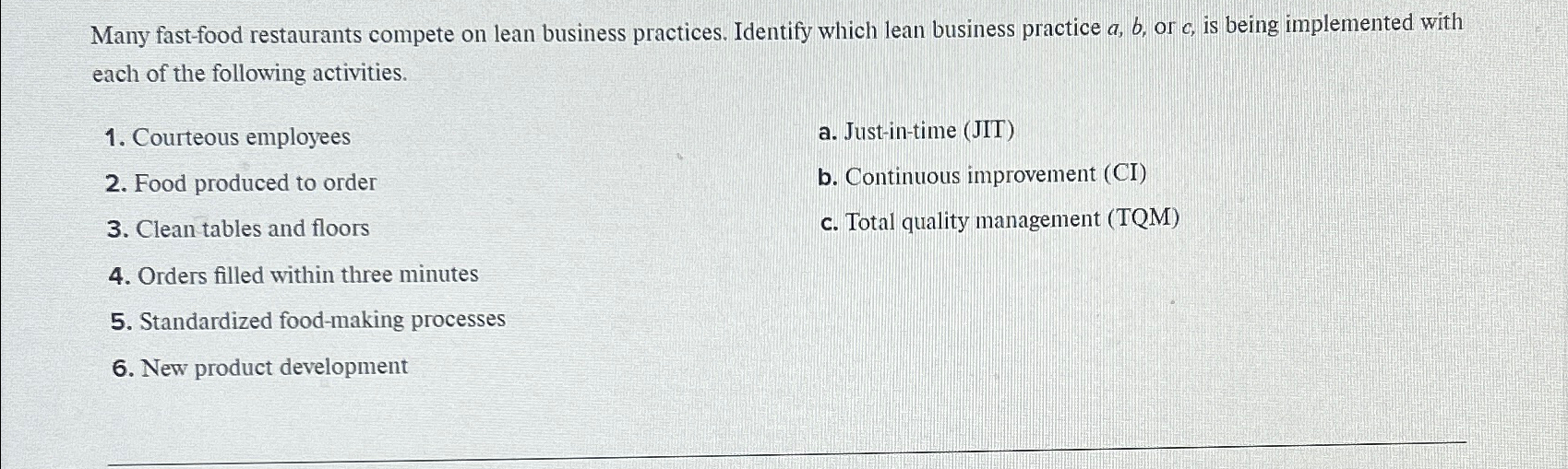 Solved Many fast-food restaurants compete on lean business | Chegg.com