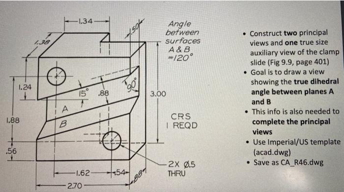 Solved im autocad draw front and top principal views with | Chegg.com