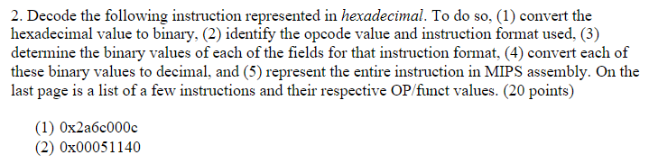 Solved Decode the following instruction represented in | Chegg.com
