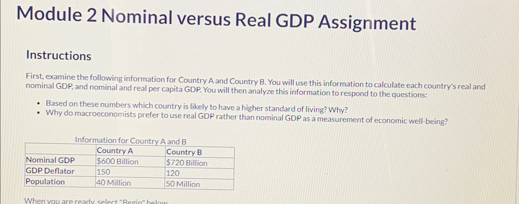 Solved Module 2 ﻿Nominal versus Real GDP | Chegg.com