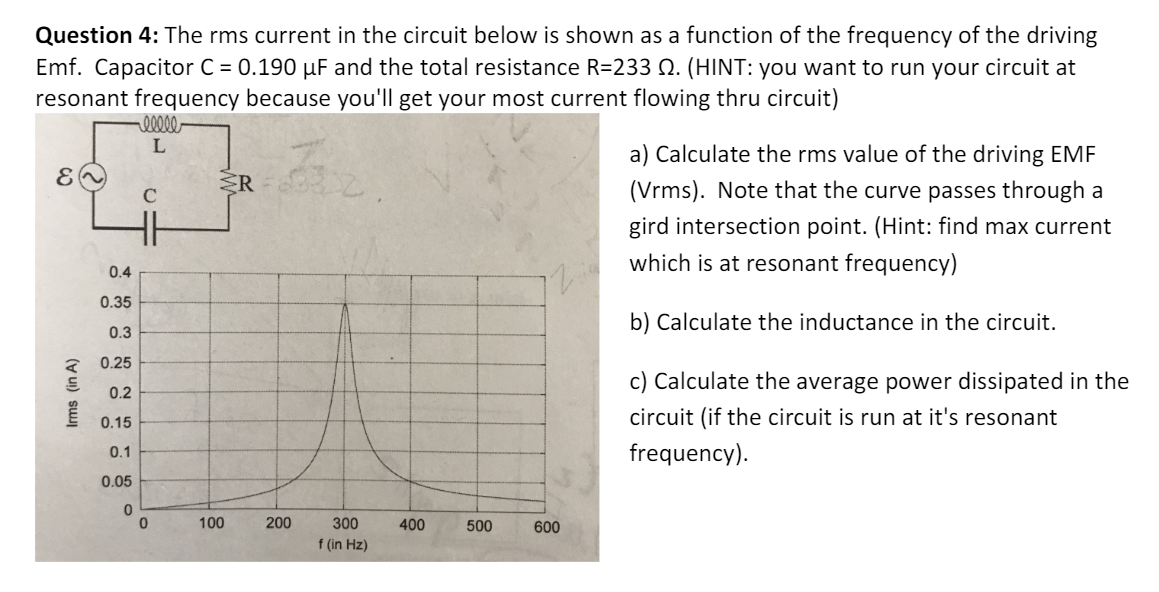 Solved resonant frequency because you'll get your most | Chegg.com