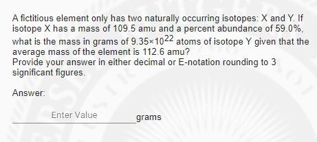 Solved A fictitious element only has two naturally occurring | Chegg.com