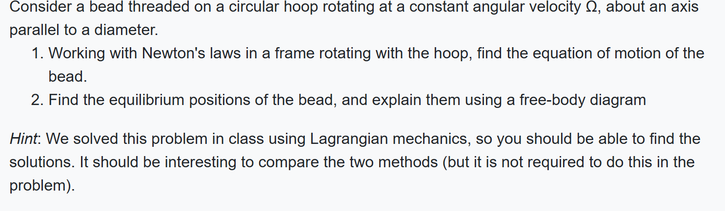 Solved Consider a bead threaded on a circular hoop rotating | Chegg.com