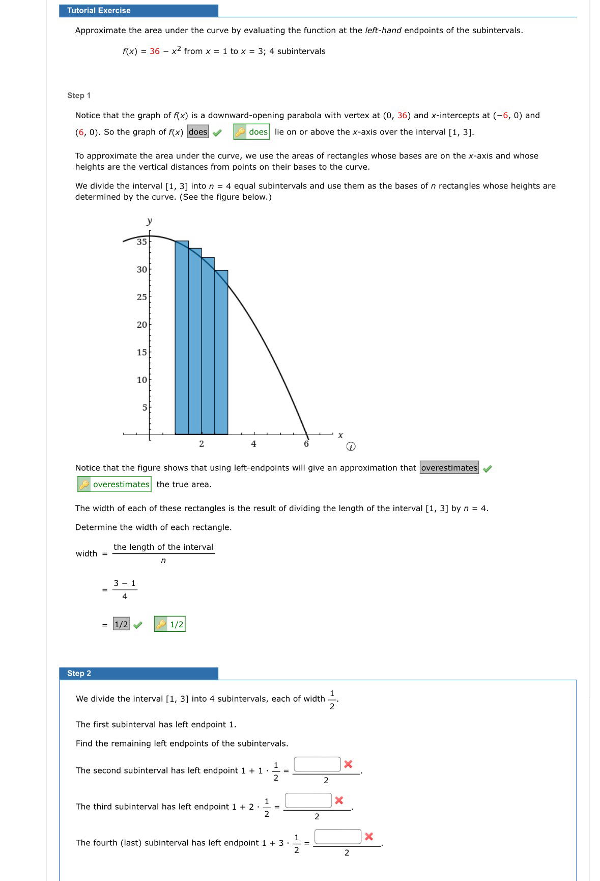 Solved Tutorial ExerciseApproximate the area under the curve | Chegg.com