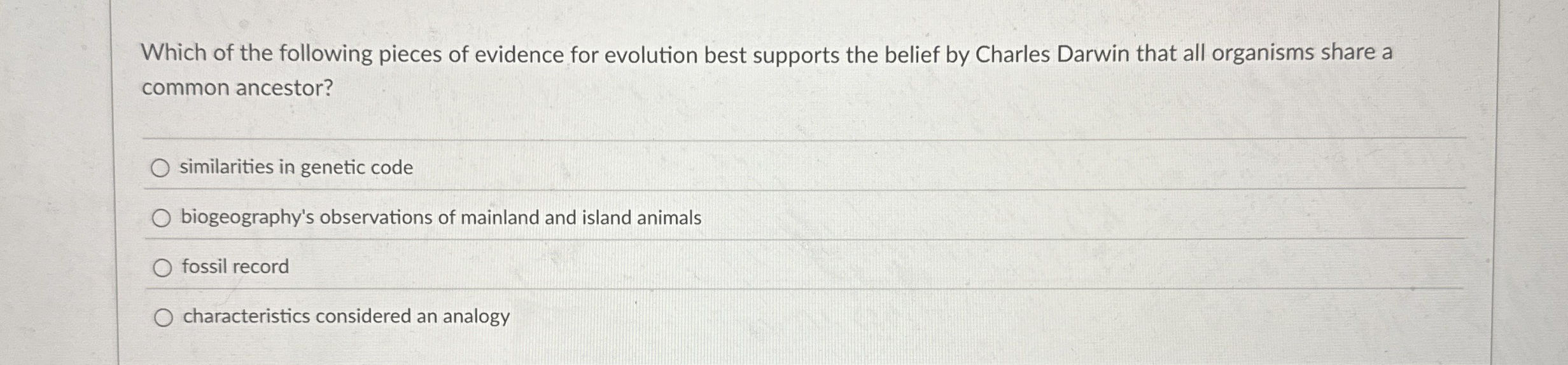 Which of the following pieces of evidence for | Chegg.com