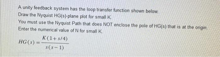 Solved A unity feedback system has the loop transfer | Chegg.com