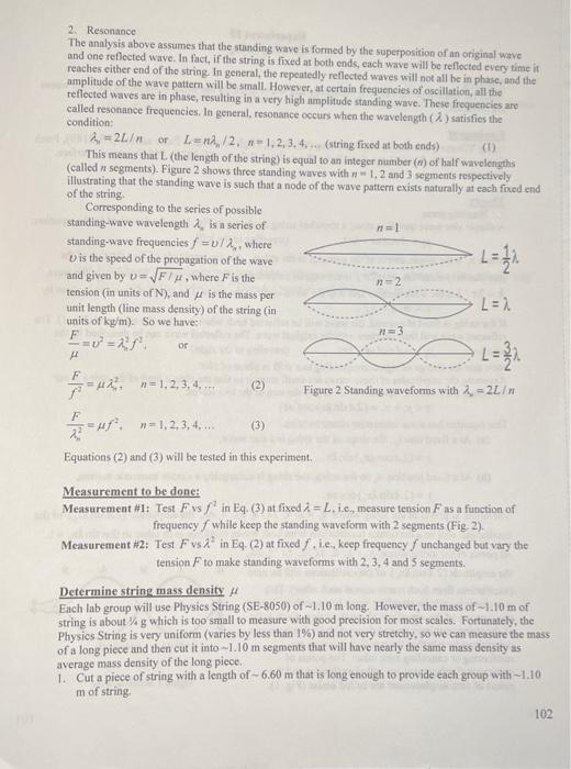 Solved Experiment 12 Vibrating string Purpose Study the | Chegg.com