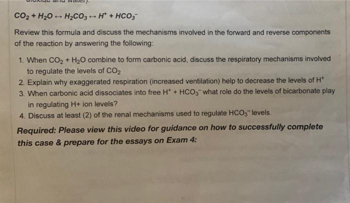 CO2 + H2O H2CO3 -H + HCO3 Review this formula and | Chegg.com