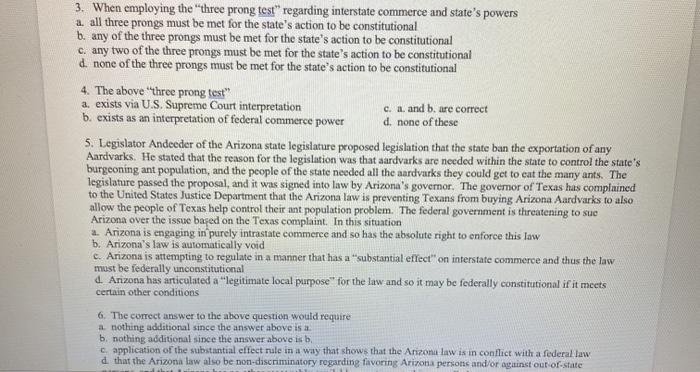 3. When employing the three prong test regarding | Chegg.com