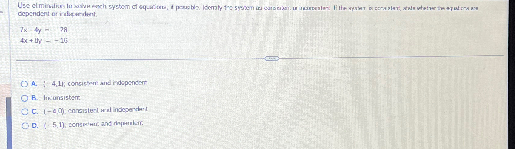 Solved Use elimination to solve each system of equations, if | Chegg.com