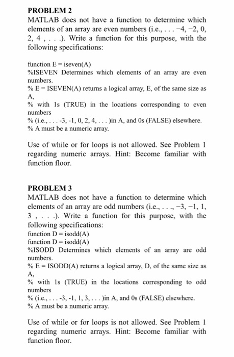 Solved PROBLEM 2 MATLAB does not have a function to | Chegg.com