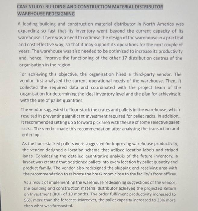 Solved CASE STUDY: BUILDING AND CONSTRUCTION MATERIAL | Chegg.com