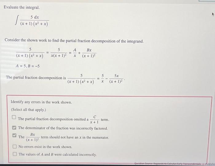 Evaluate the integral. ∫(x+1)(x2+x)5dx Consider the | Chegg.com