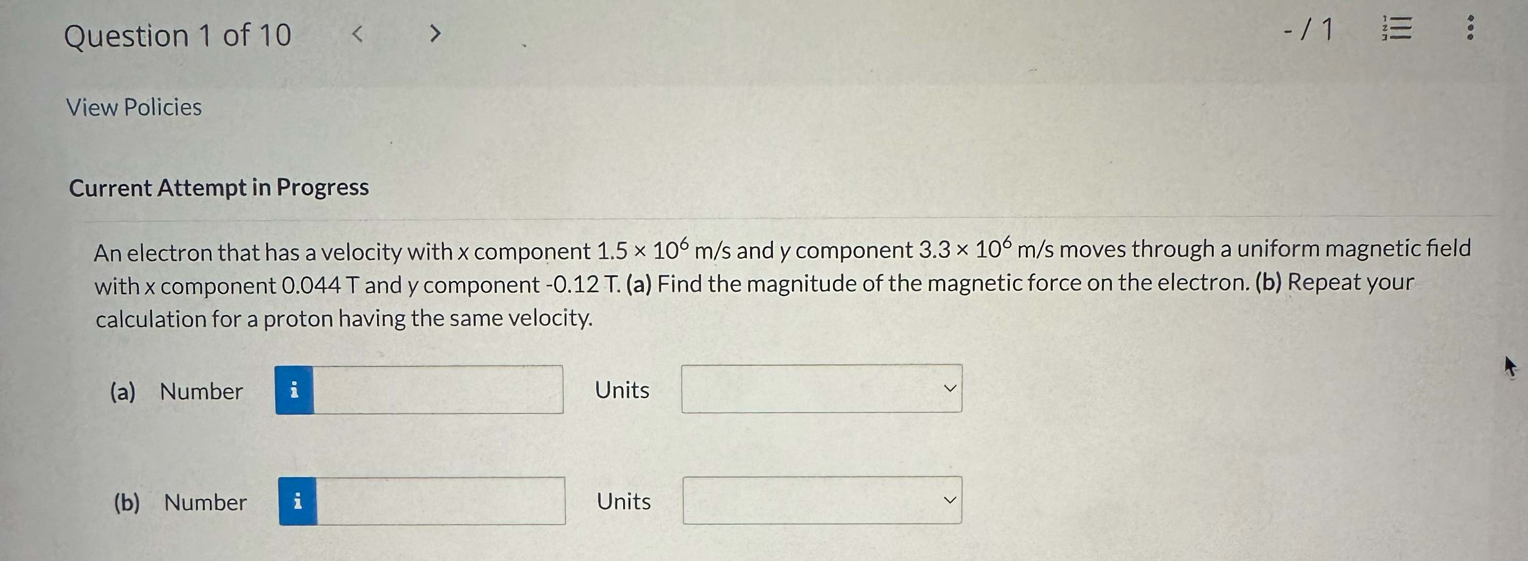 Solved Question 1 ﻿of 10View PoliciesCurrent Attempt in | Chegg.com