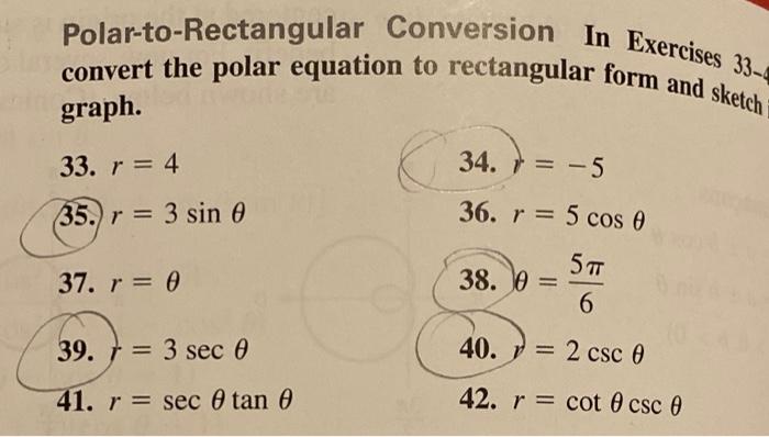 Solved Polar To Rectangular Conversion In Exercises 33 4