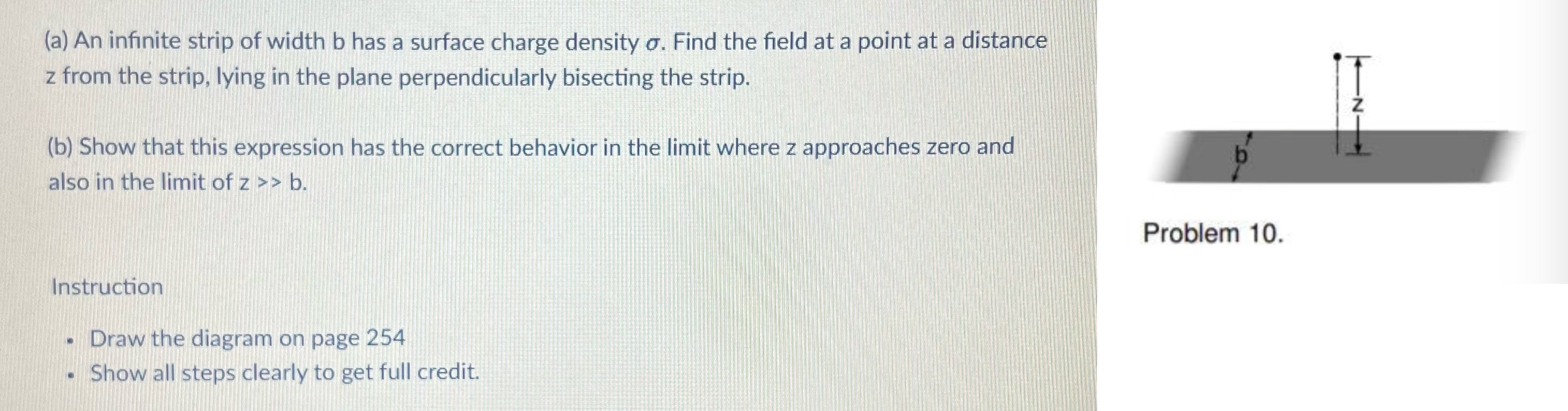 Solved (a) ﻿An infinite strip of width b ﻿has a surface | Chegg.com