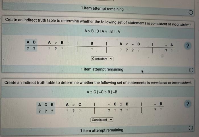 Solved Create in indirect truth table to determine wether | Chegg.com