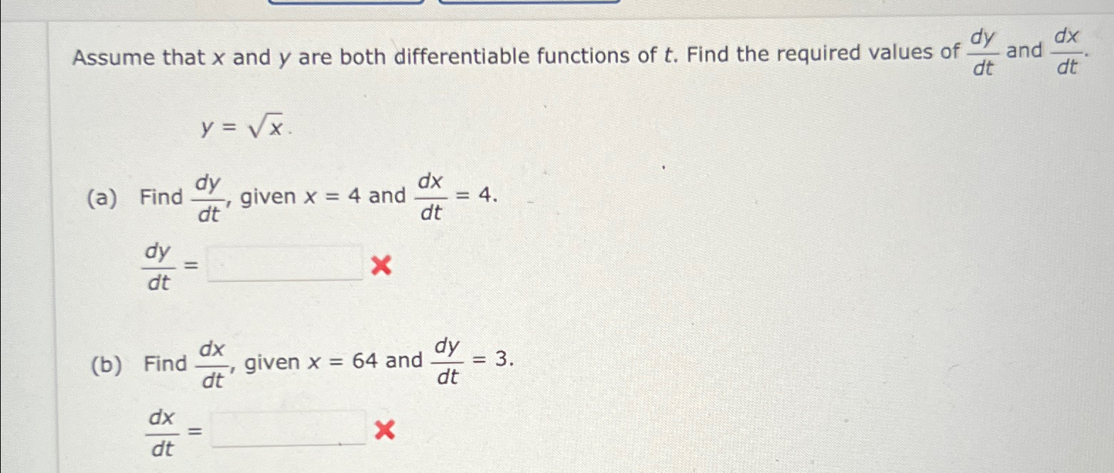 Solved Assume that x ﻿and y ﻿are both differentiable | Chegg.com