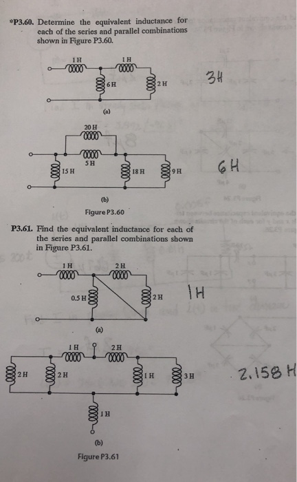 Solved *P3.60. Determine the equivalent inductance for each | Chegg.com