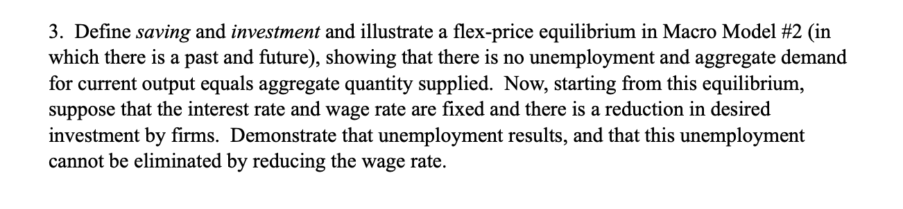 Define saving and investment and illustrate a | Chegg.com
