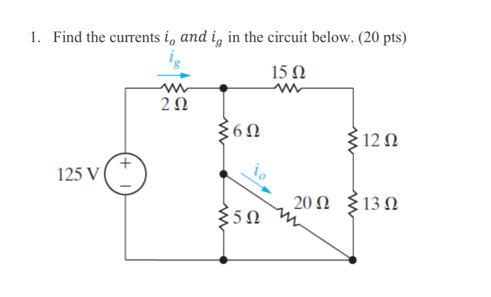 Solved Find the currents io ﻿and ig ﻿in the circuit below. | Chegg.com