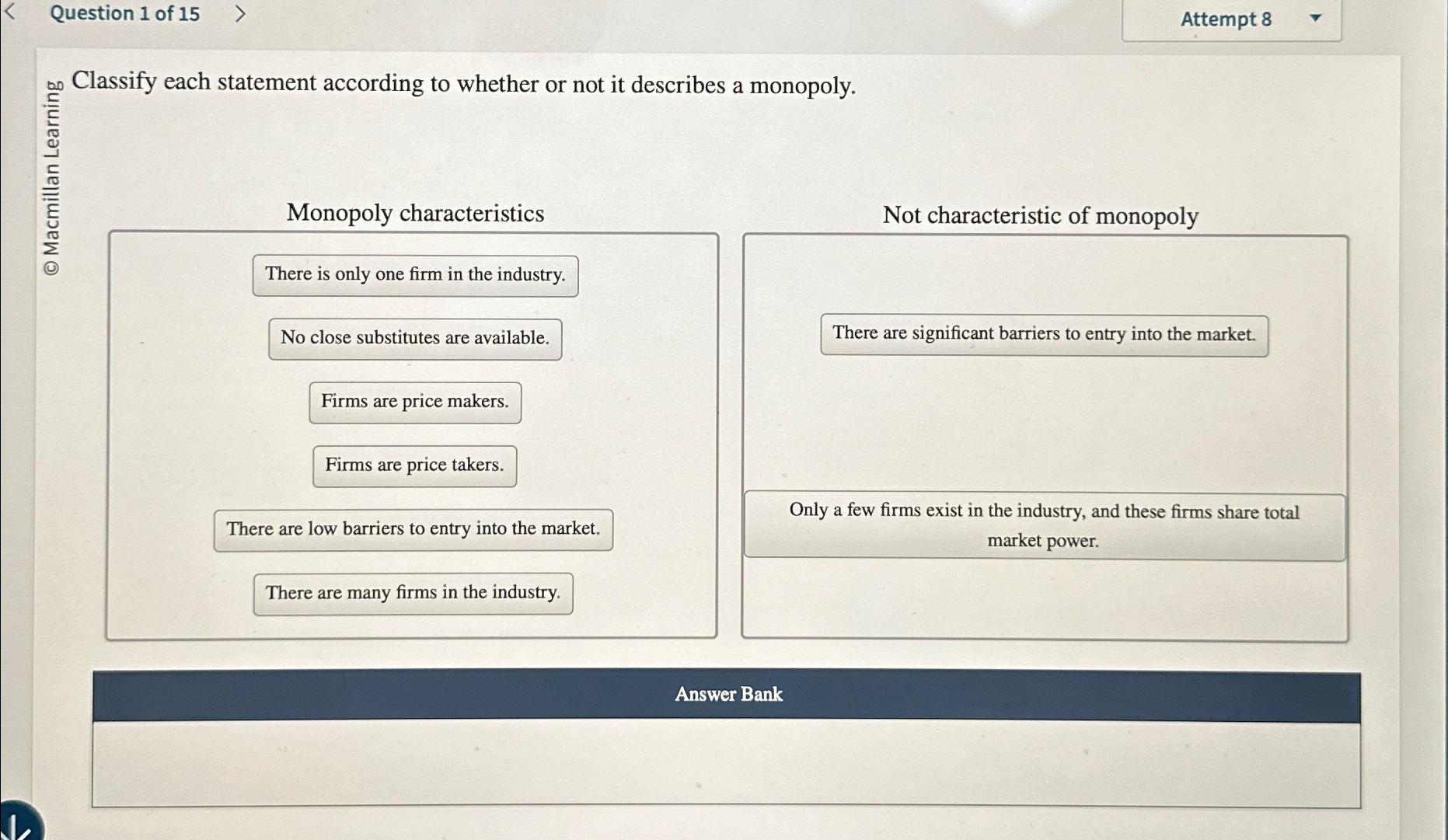 Solved classify each statement Question 1 ﻿of 15There are | Chegg.com