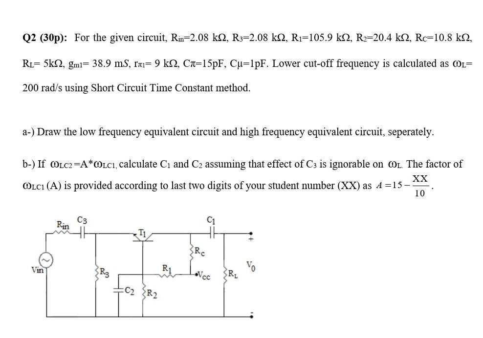 Solved Q2 (30p): For the given circuit, Rin-2.08 km2, | Chegg.com