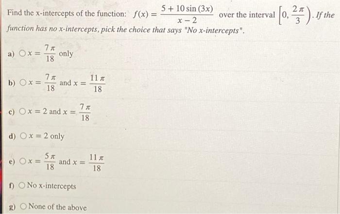 Solved Find the x-intercepts of the function: | Chegg.com
