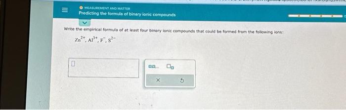 Solved MEASUREMENT AND MATTER Predicting the formula of | Chegg.com
