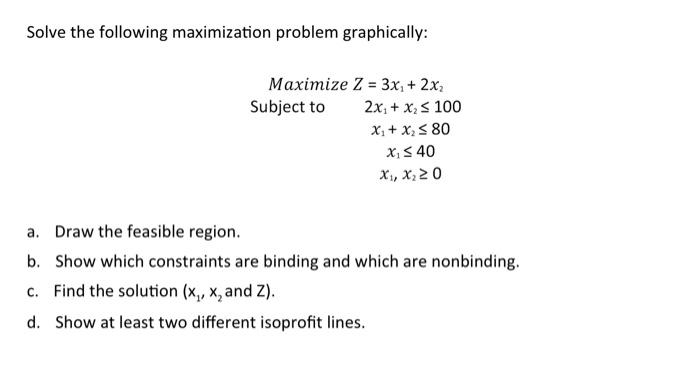 Solved Solve the following maximization problem graphically: | Chegg.com