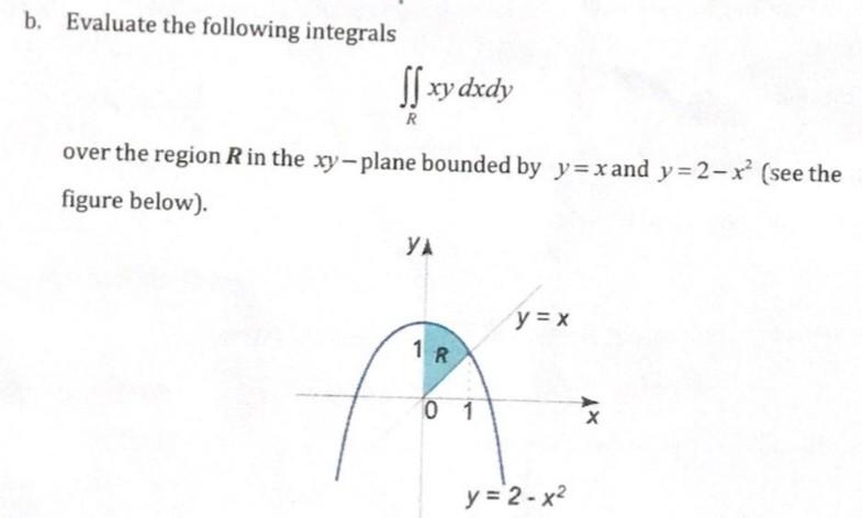 Solved b. ﻿Evaluate the following integrals∬Rxydxdyover the | Chegg.com
