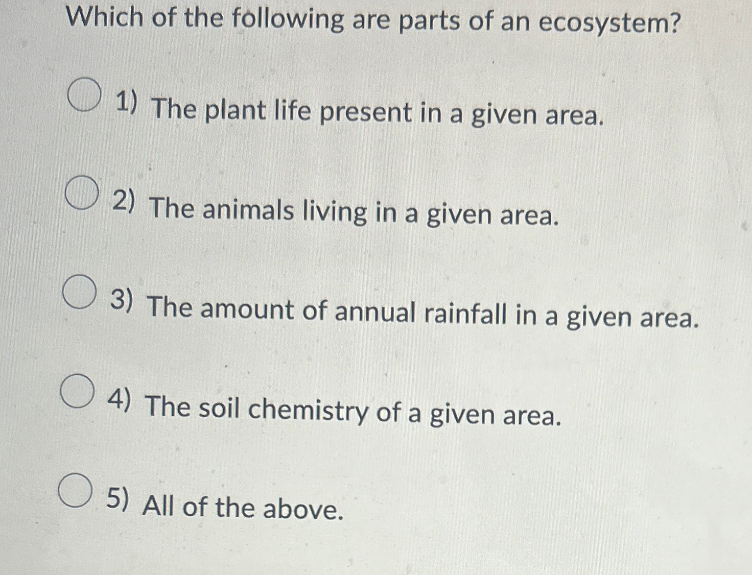 Solved Which of the following are parts of an ecosystem?The | Chegg.com