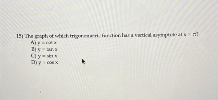 Solved ASAP PLEASE15) The graph of which trigonometric | Chegg.com