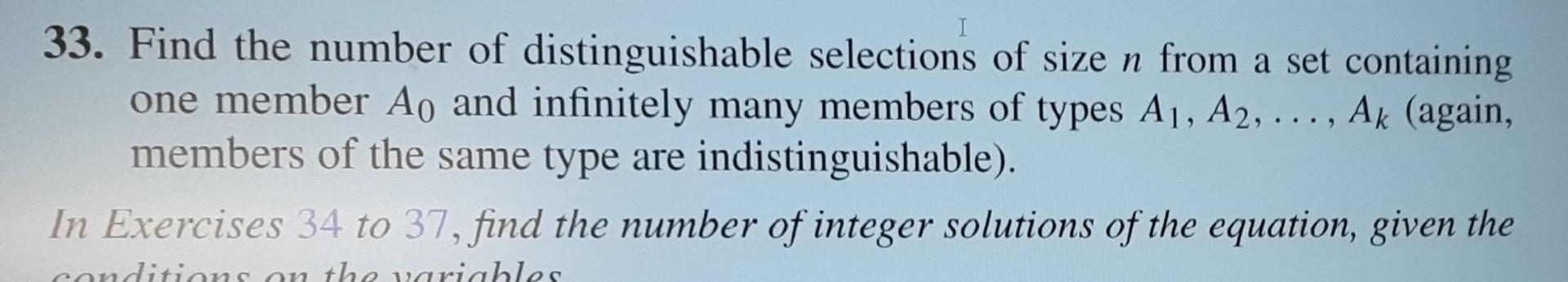 Solved 33. Find the number of distinguishable selections of | Chegg.com