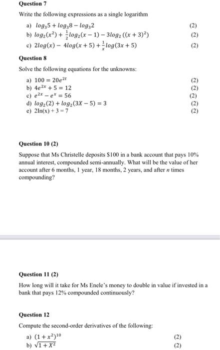 Solved (2) Question 7 Write the following expressions as a | Chegg.com
