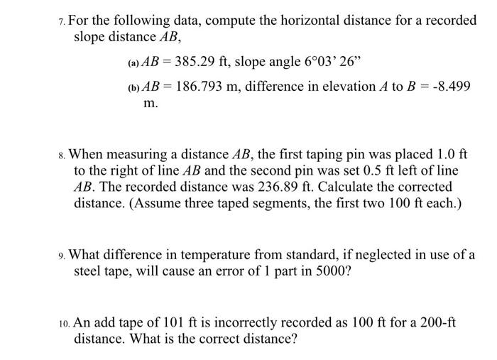 Solved 7. For the following data, compute the horizontal | Chegg.com