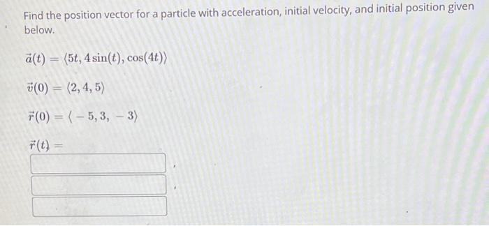 Solved Find the position vector for a particle with | Chegg.com